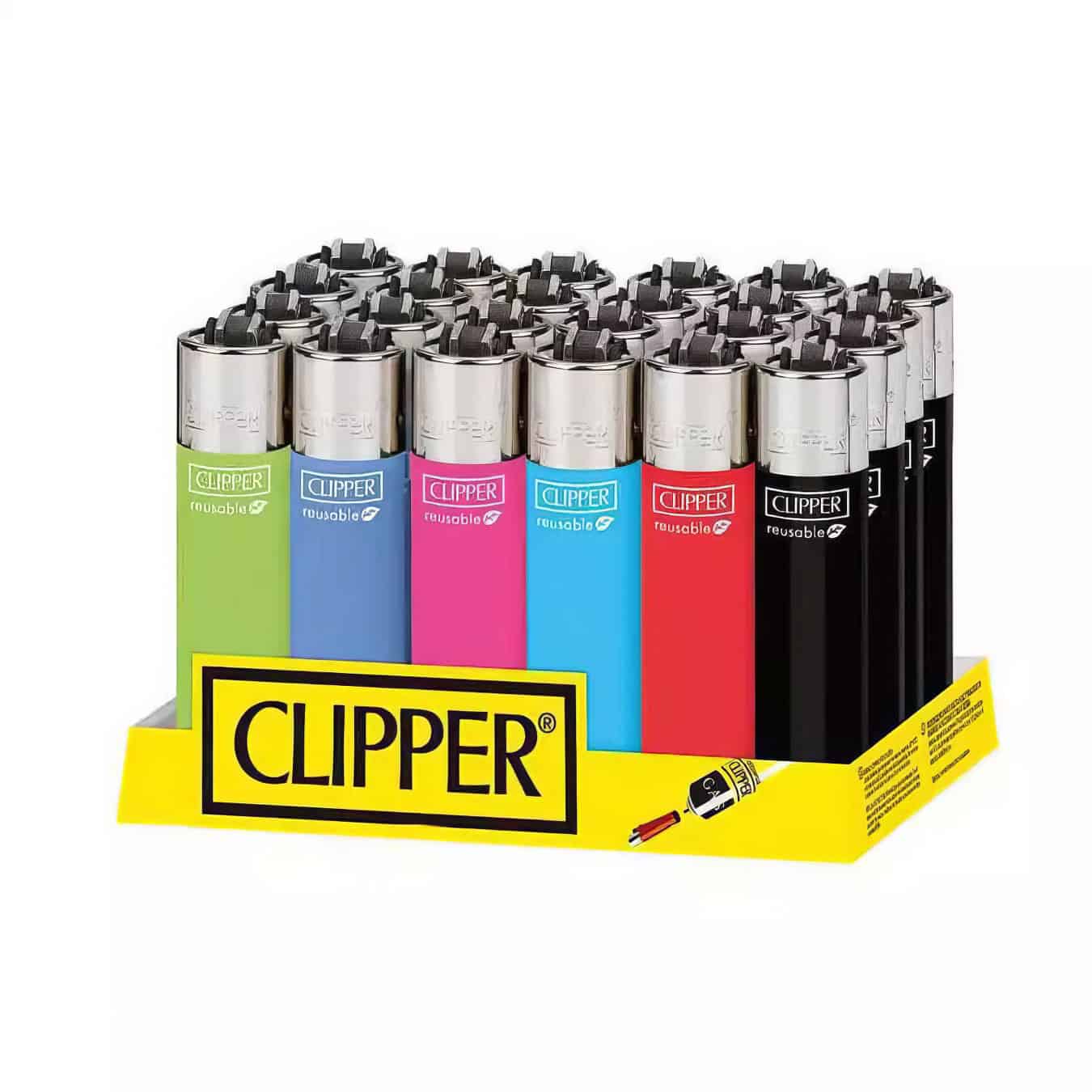 Clipper CP11R Classic Large Solid Branded Aanstekers (Display á 24 ...